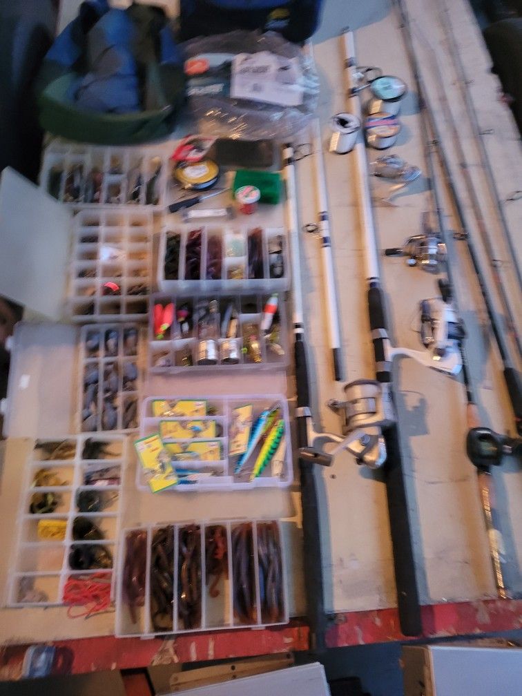 Complete Fishing Lot - Tackle, Lures, Weights, Gear, Poles & More! for ...