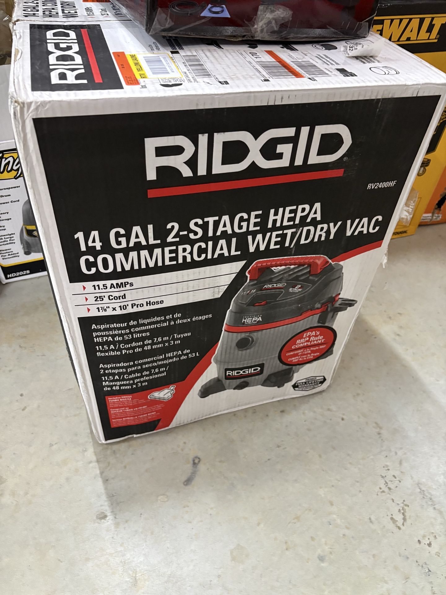 NEW IN BOX RIDGID 14 Gal. HEPA Commercial Shop Vacuum Wet Dry Vac with ...