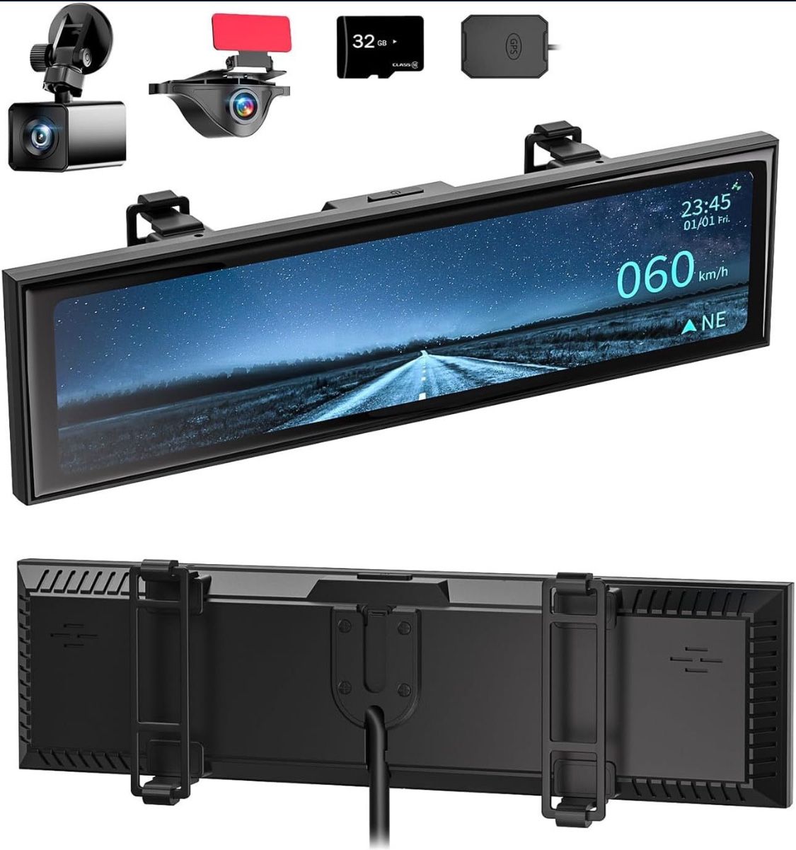 Super Night Vision Rear View Mirror Camera - 12-inch Touch Screen Dash ...