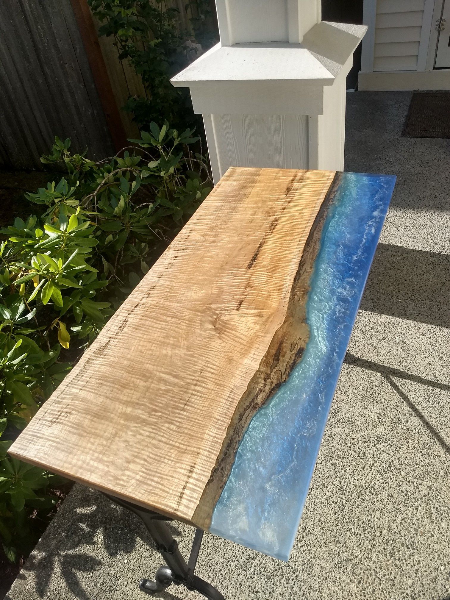 Epoxy River Table. Ocean Style with Highly figured Maple. Entryway ...