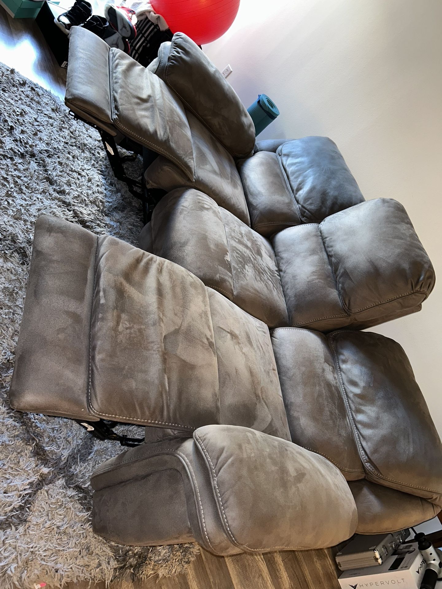 Norfolk Grey 90 Power Reclining Sofa with USB Couch Furniture