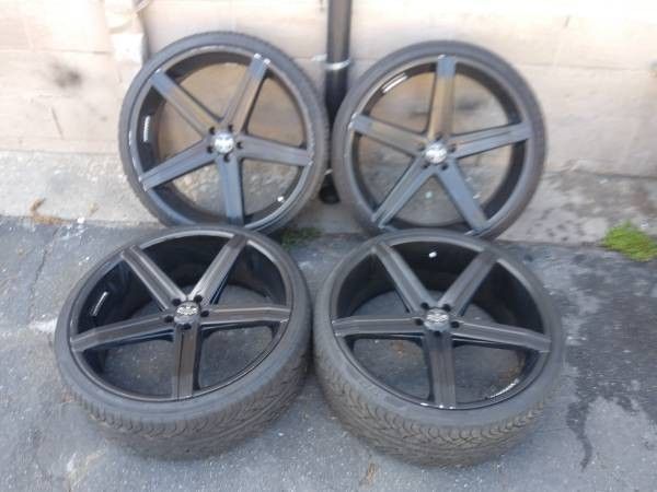 Black 5 lug 24 inch Versante rims with tires. 5 on 4.5 lugs 5 on 115mm ...