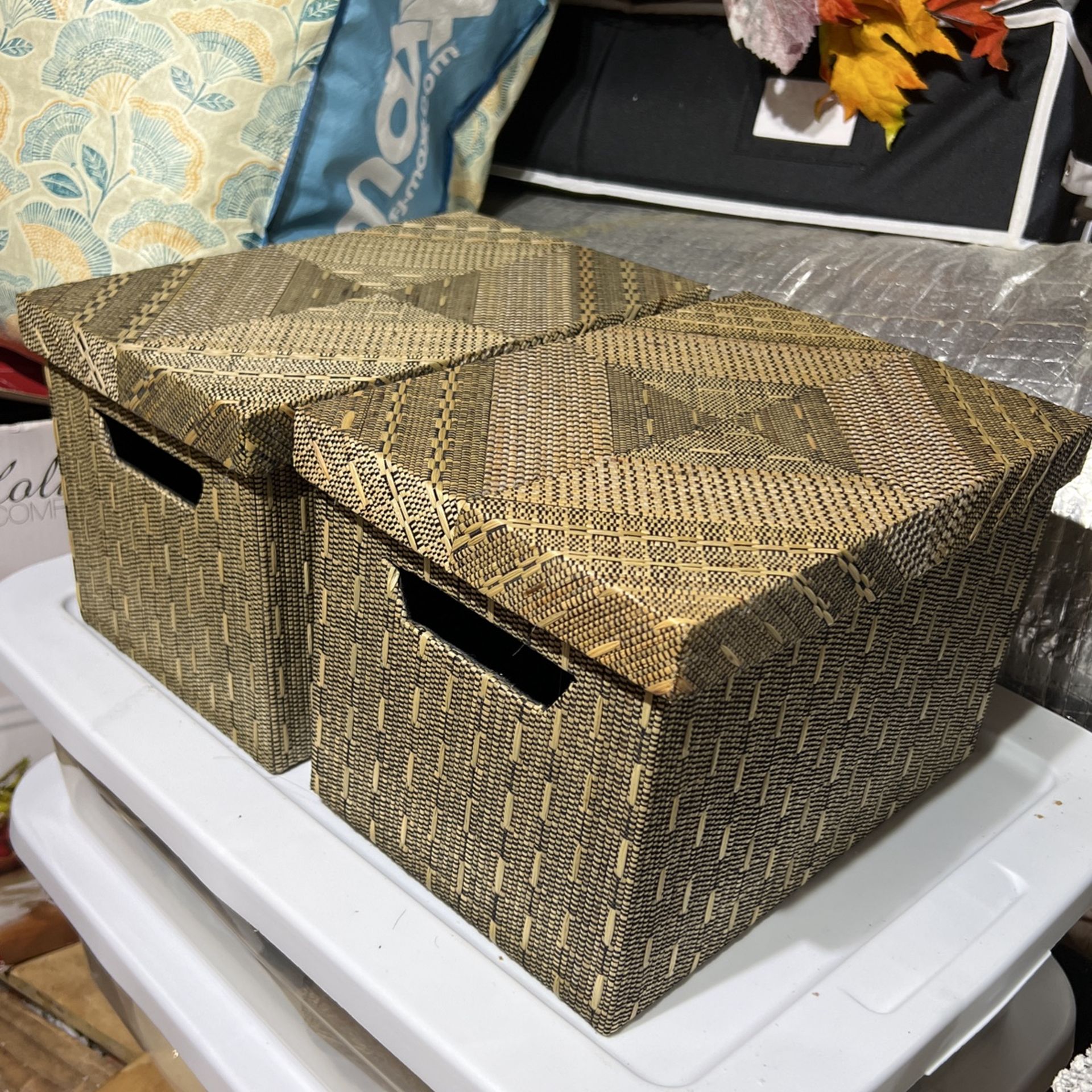 SET OF 2 Tan/Black DECOR STORAGE BOXES for Sale in Boynton Beach, FL ...