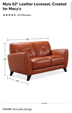Myia 62 Leather Loveseat Created for Macy s for Sale in Chicago IL OfferUp