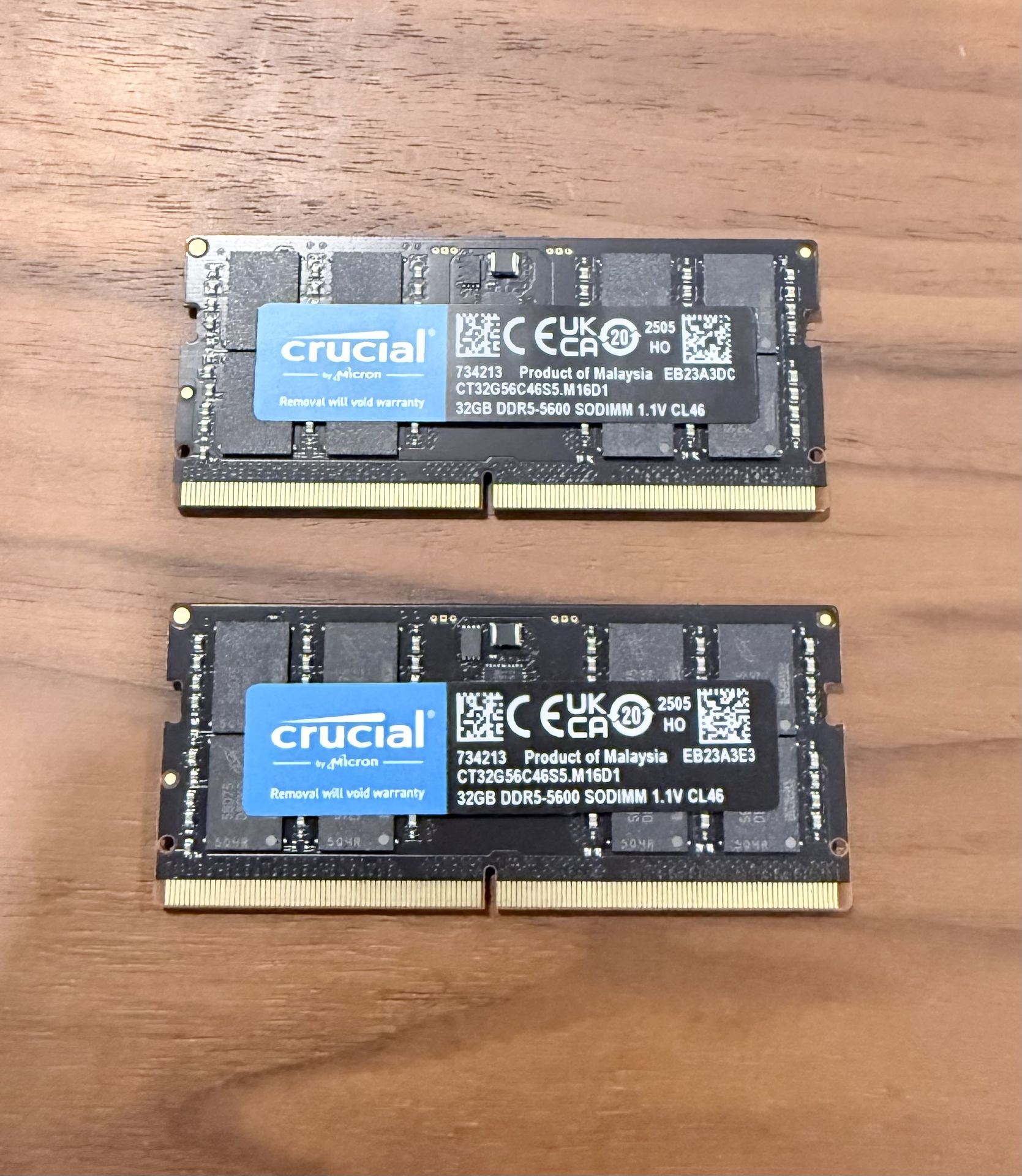 Crucial 64GB (2x32 GB) DDR5 SODIMM RAM 262-Pin, 5600MHz Laptop Memory ...