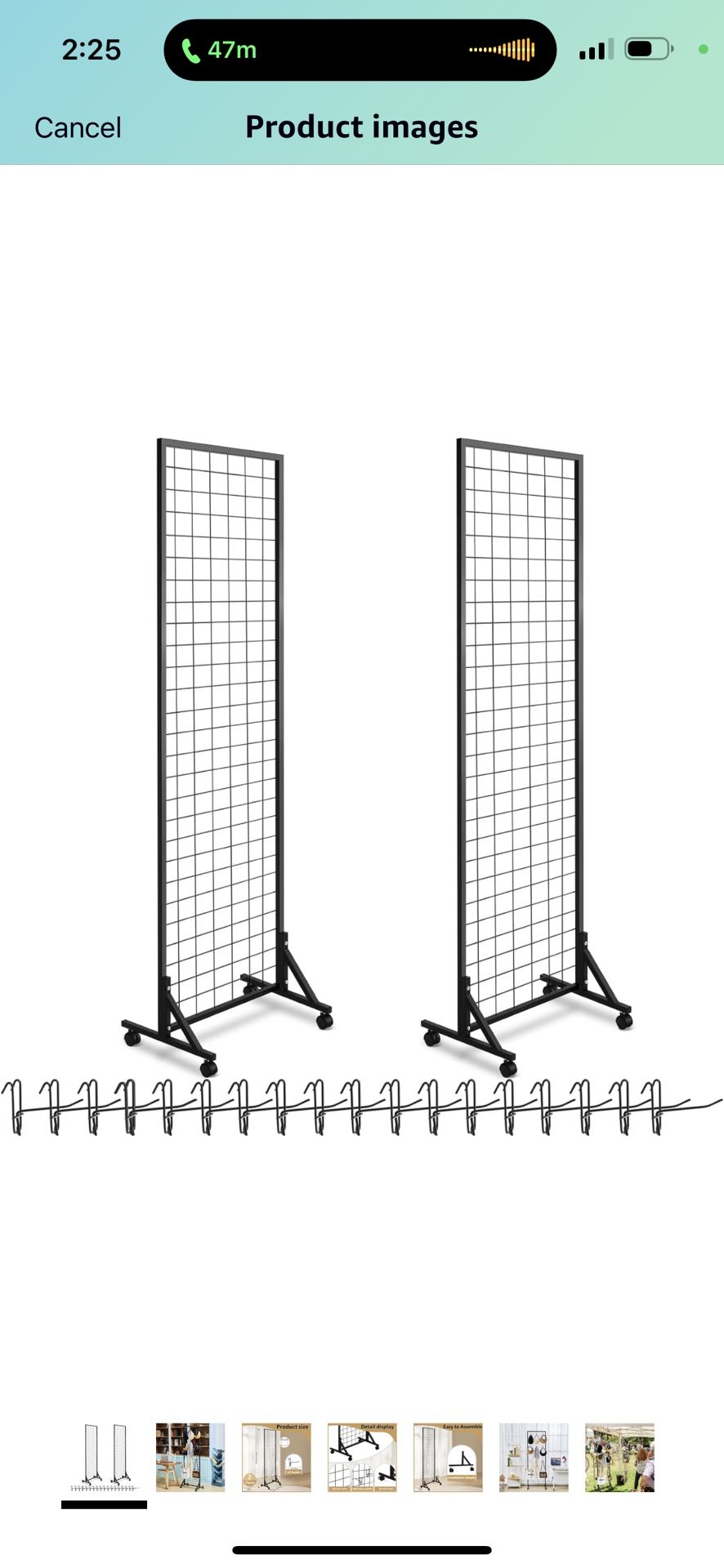 Blulu 2 Pcs Standing Grid Panel Tower with S Hook 2' x 6' Wire Grid ...