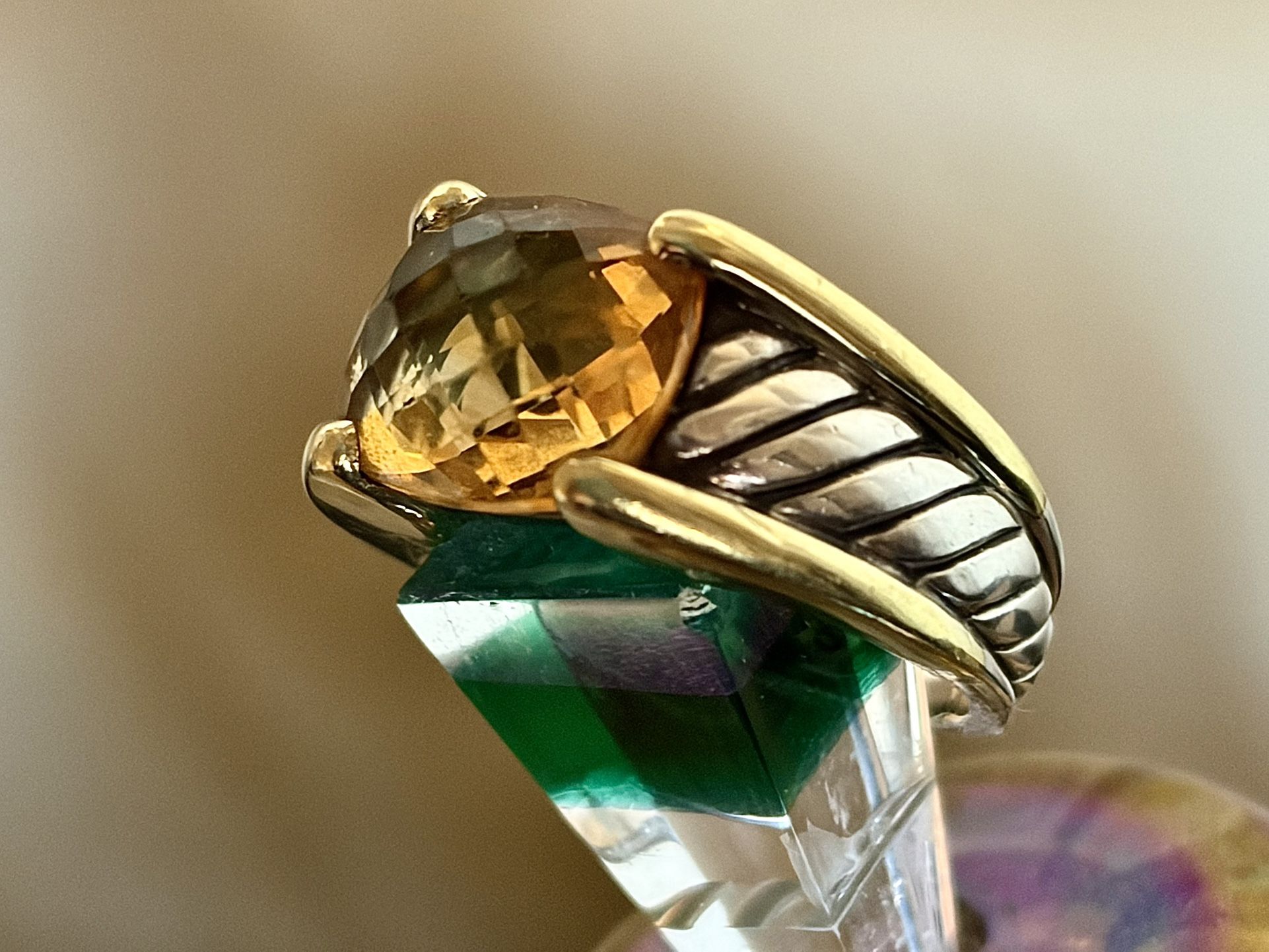 David Yurman 925 Sterling Silver & 14K Gold ting With Citrine for Sale ...