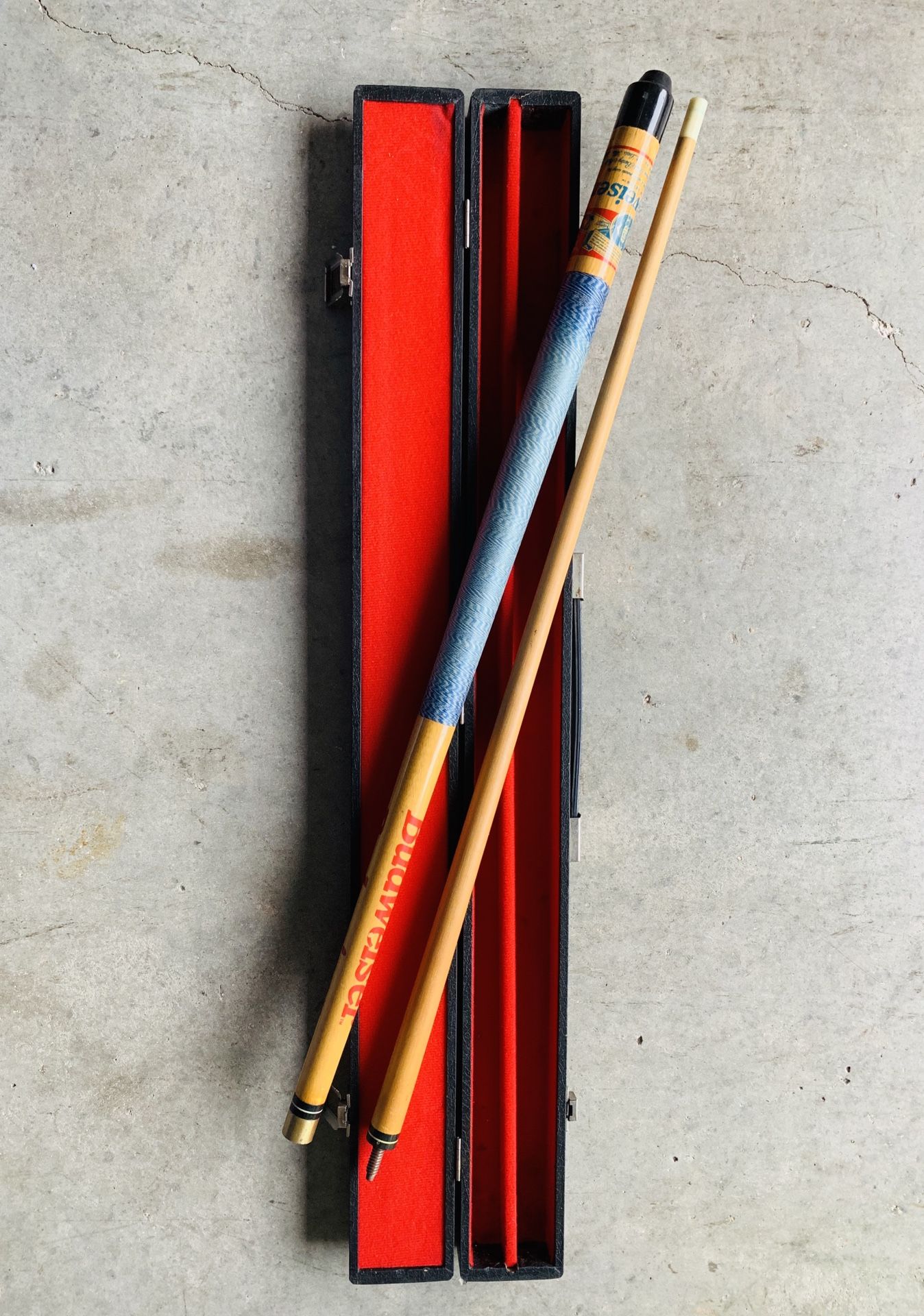 Vintage 2pc Budweiser Pool Cue Stick With Carrying Case for Sale in San ...