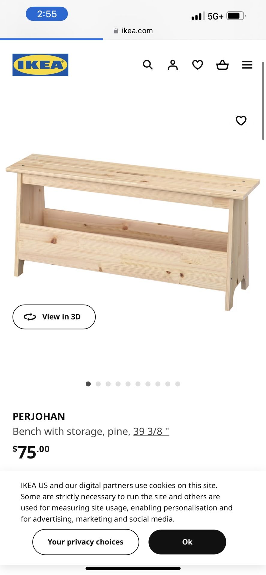 Wooden Bench Stool With Storage, Pine IKEA PERJOHAN for Sale in ...