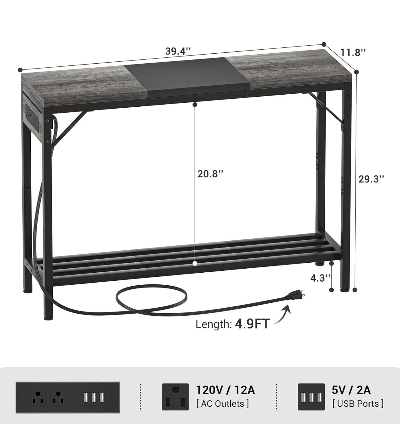 NIB- Narrow Console Table With Power Strip for Sale in Chula Vista, CA ...