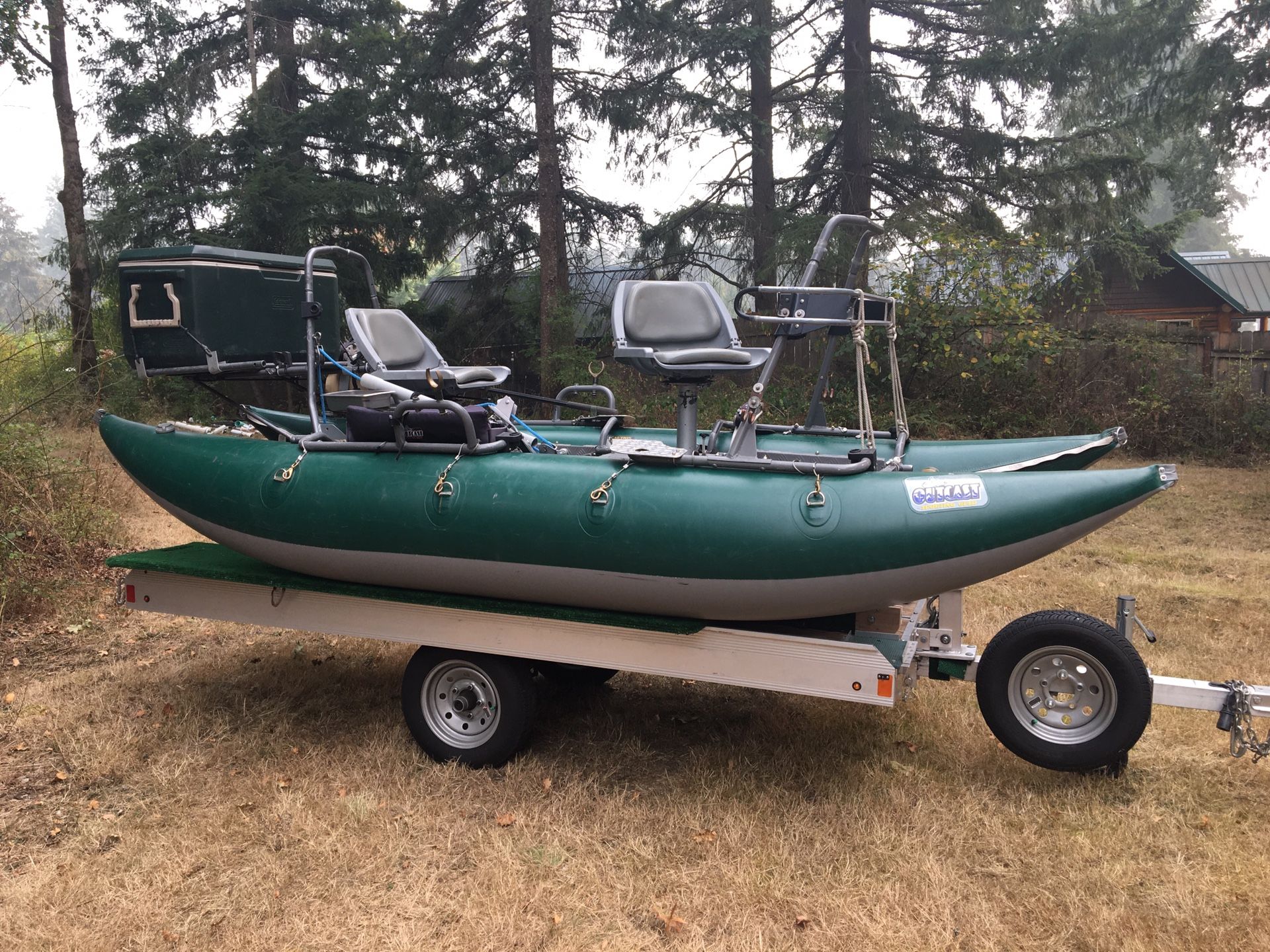 Pending, 13ft outcast, fish cat 2 person cataraft, pontoon raft, drift ...