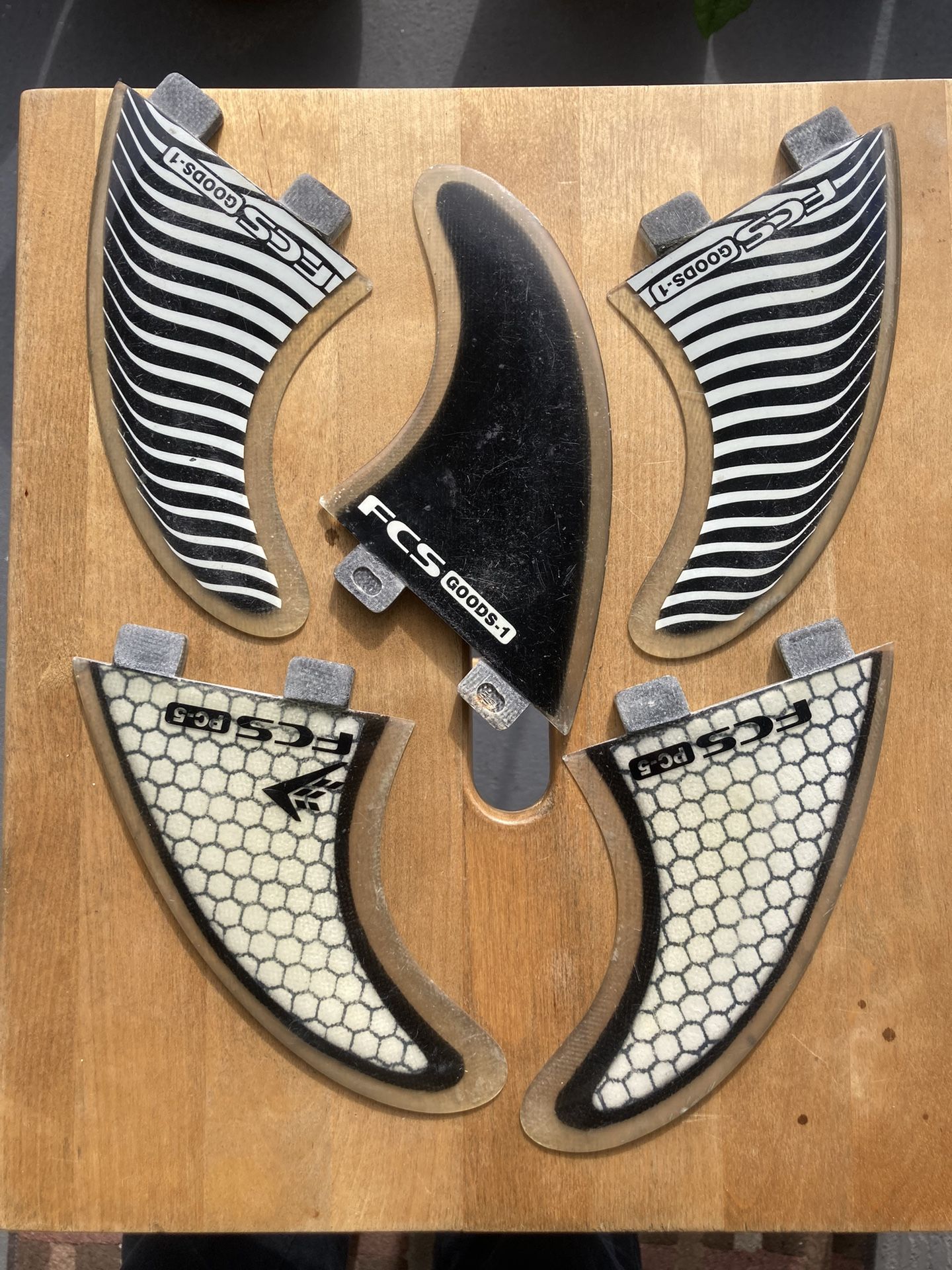 FCS 1 Fins The Goods 1 Thruster And PC-1 Side Fins for Sale in San ...