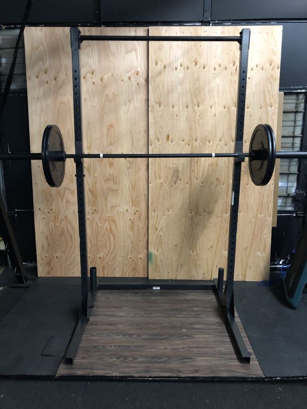 Squat rack deadlift platform and pair of 5lb dbs **bar not included for ...