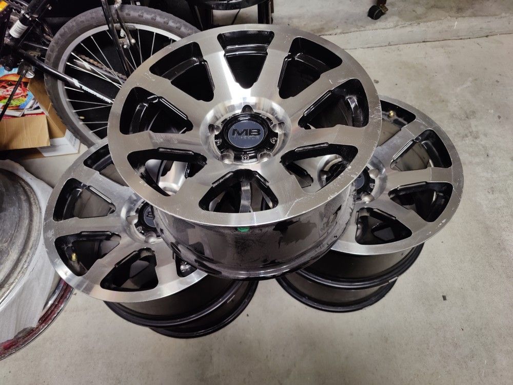 17x 8.5 Silver Machined & Black MB WHEELS for Sale in Houston, TX - OfferUp