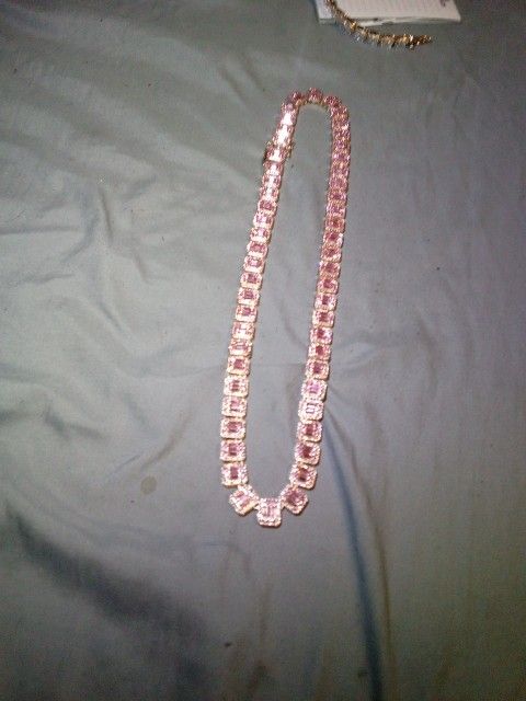 Choker Chain But Rose Gold With Pink Baguettes And Lil Diamond for Sale ...