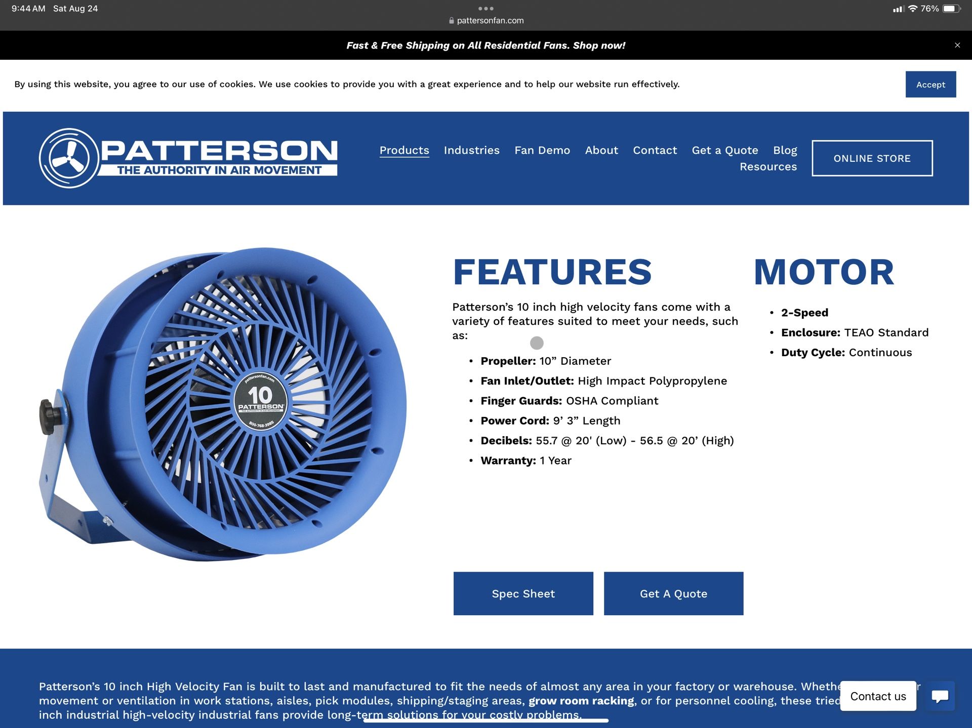 10 inch high velocity fan for Sale in Long Beach, CA - OfferUp