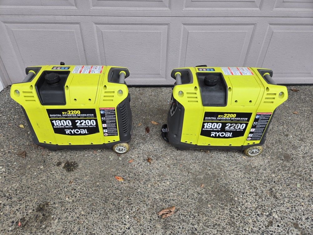 Two Ryobi RYI2200 Generators with Parallel Kit for Sale in Redmond, WA ...