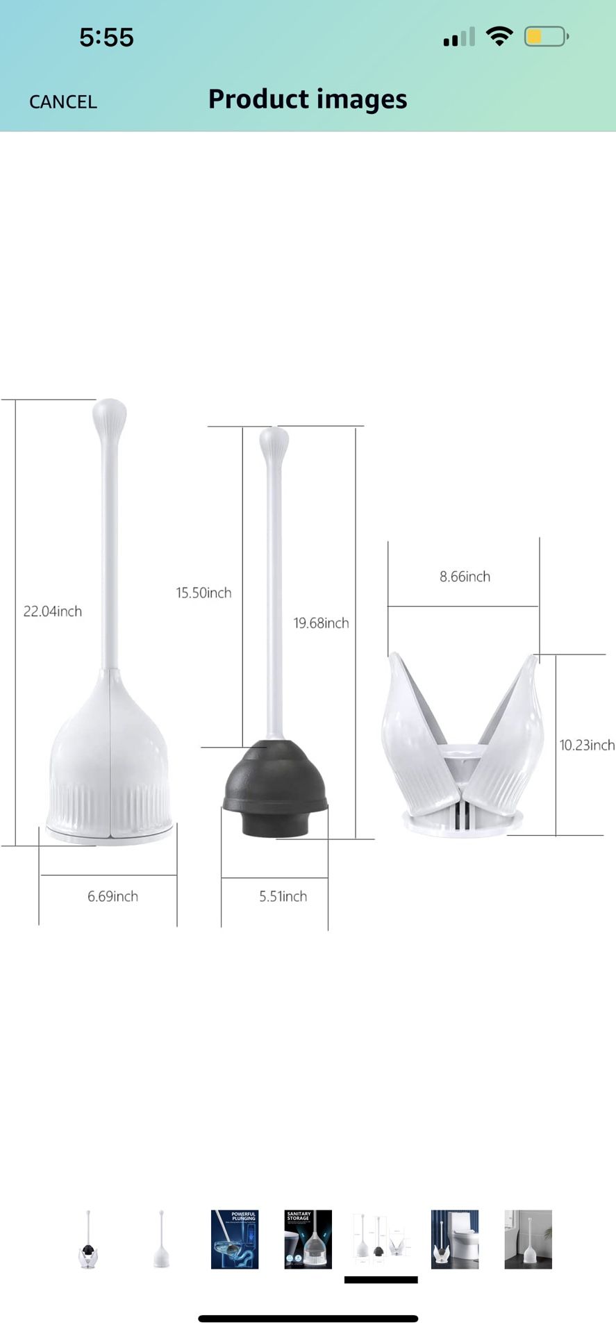 Toilet Plunger with Holder, Long Handle Plungers for Bathroom, Hide ...