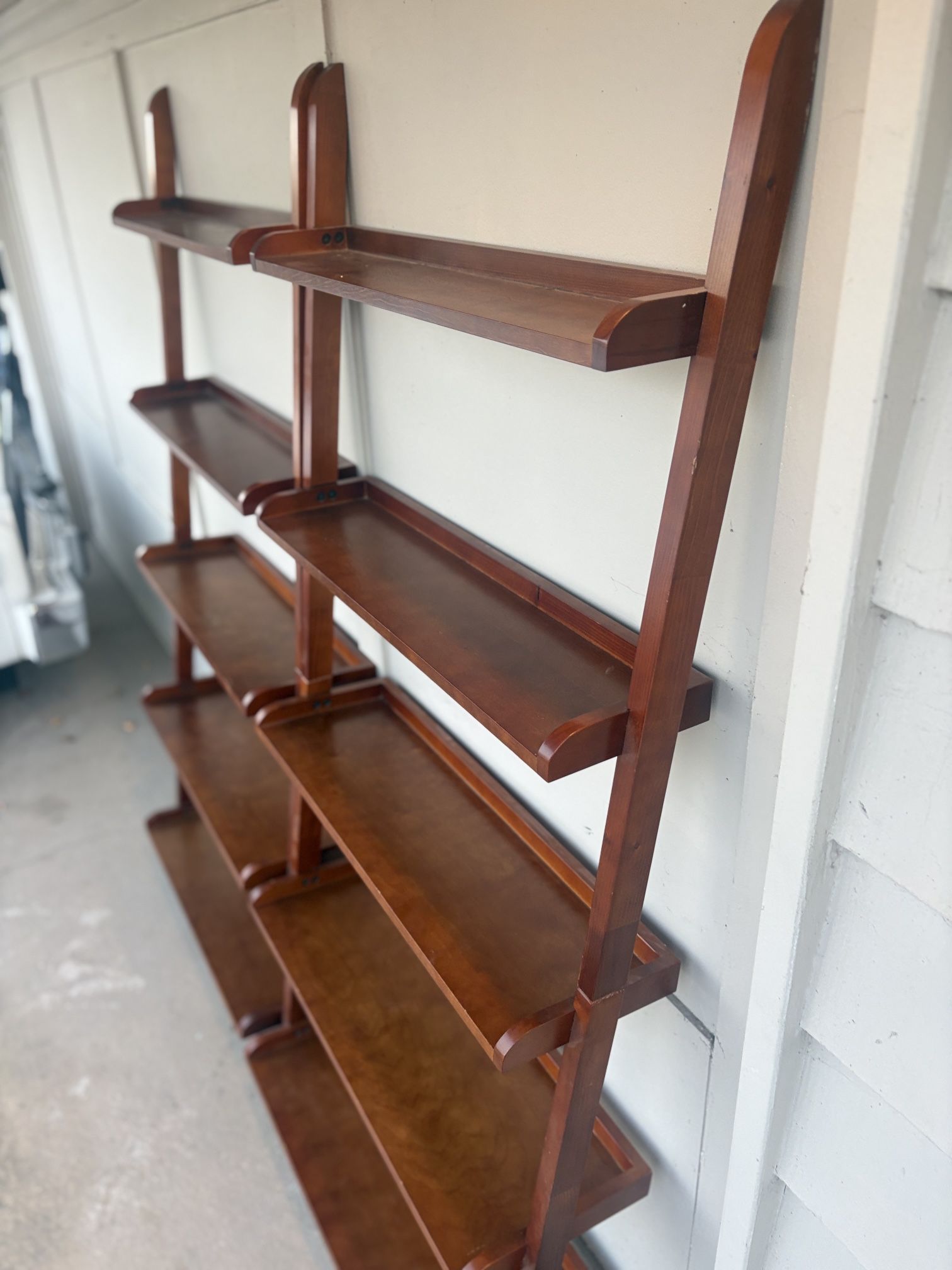 WOODEN LEANING WALL SHELVES – BEAUTIFUL MATCHING SET – $65 EACH for ...
