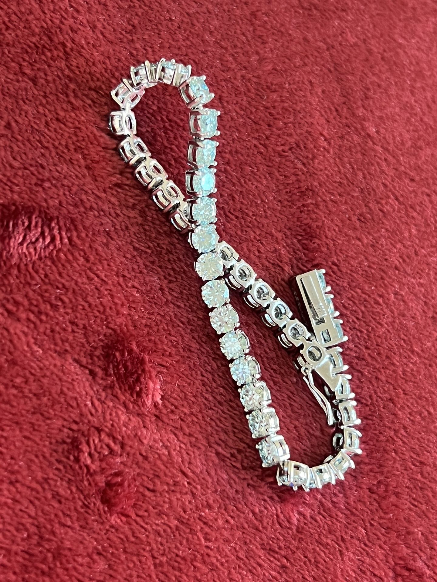 925 Sterling Silver Blue Moissanite Tennis Bracelet 8 For Sale In