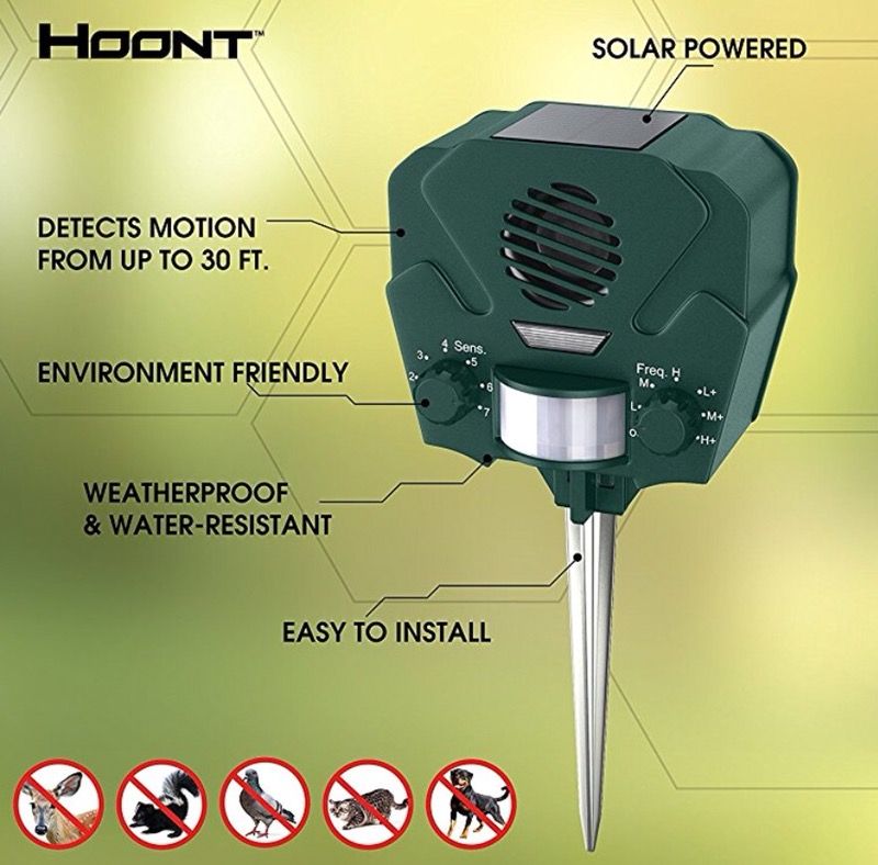 Hoont Advanced Solar Powered Ultrasonic Outdoor Animal and Pest ...