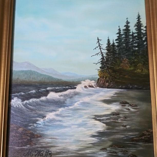 Original Oil On Canvas, Seascape, Signed M Watts, Framed for Sale in ...