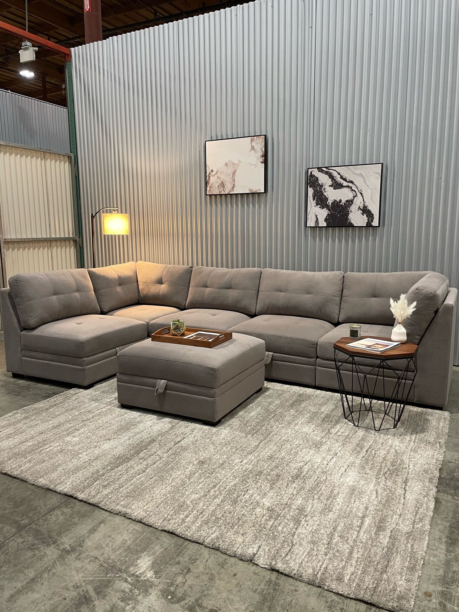 Vaughnn 6-piece Fabric Modular Sectional with Storage - DELIVERY ...