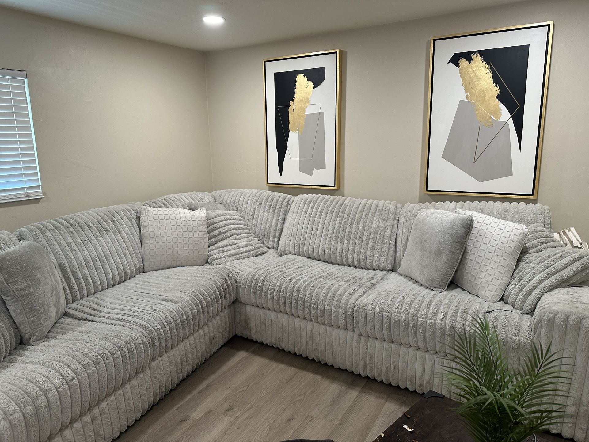 3 Piece Sectional + Stainless Steel Refrigerator for Sale in Riverside ...