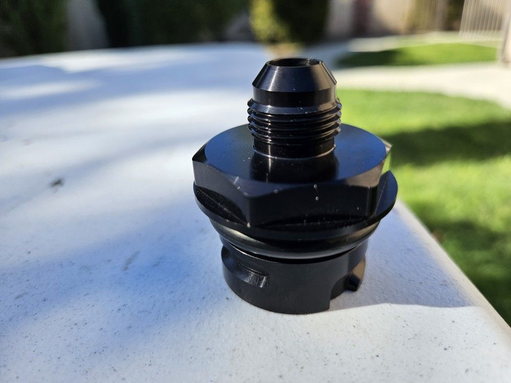 Black Aluminum Valve Cover Oil Cap w/-10 AN Fitting for LS LSX LS1 LS2 ...