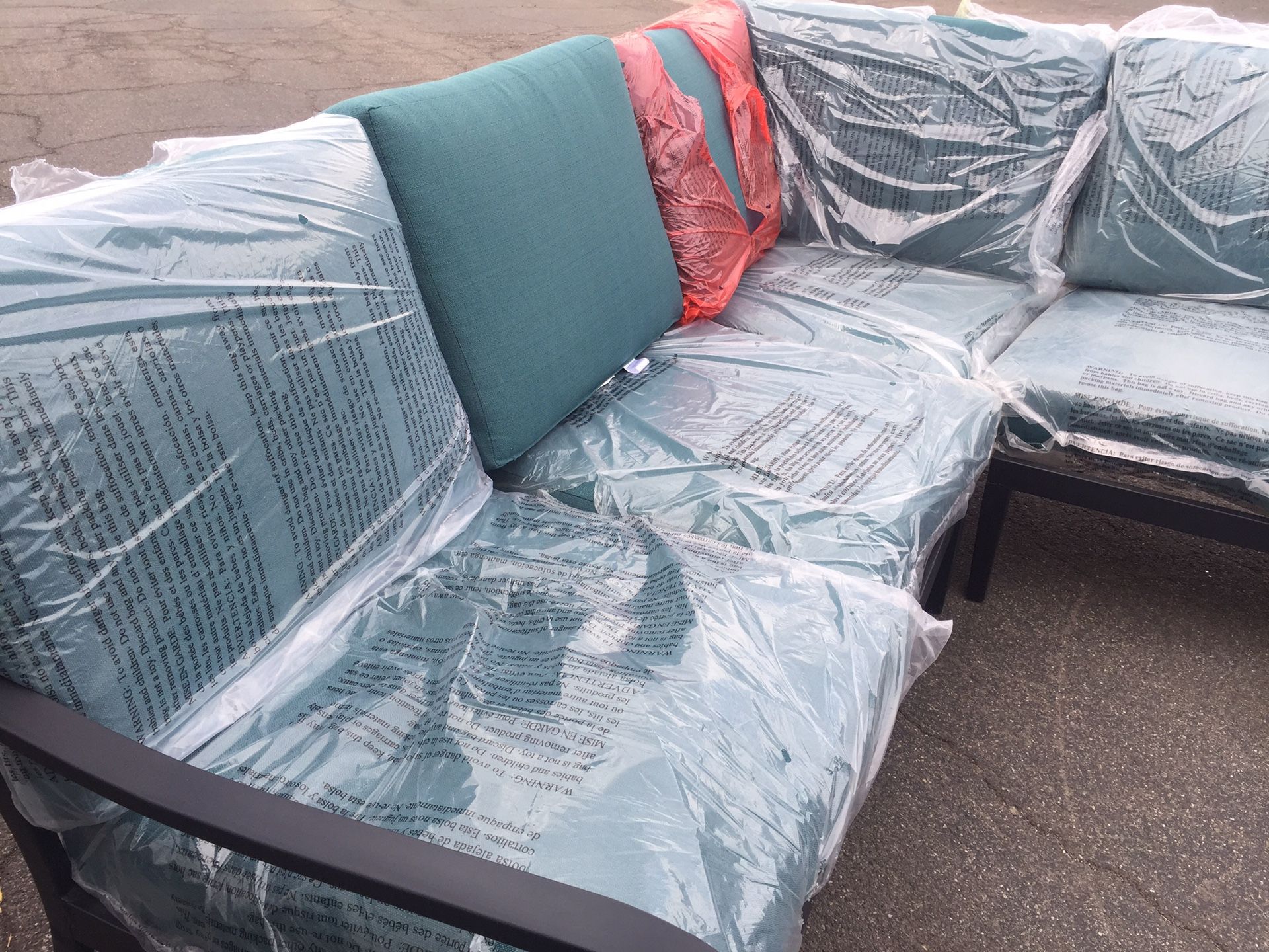 Hampton Bay Riley 3-Piece Metal Outdoor Sectional Set with Charleston ...