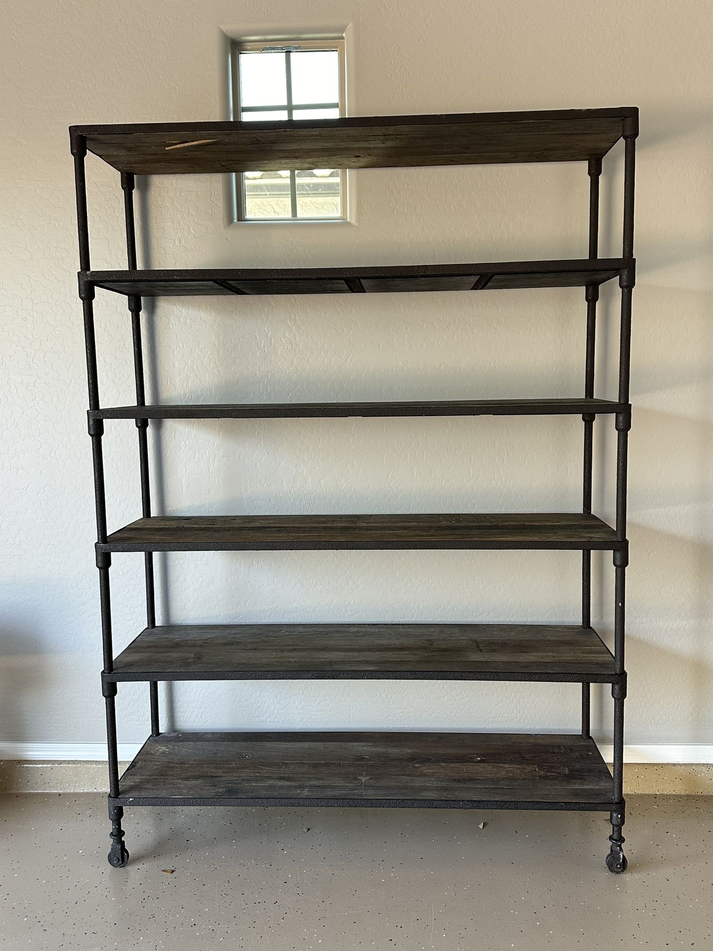 Restoration Hardware Reclaimed Wood & Iron Shelving Unit for Sale in ...