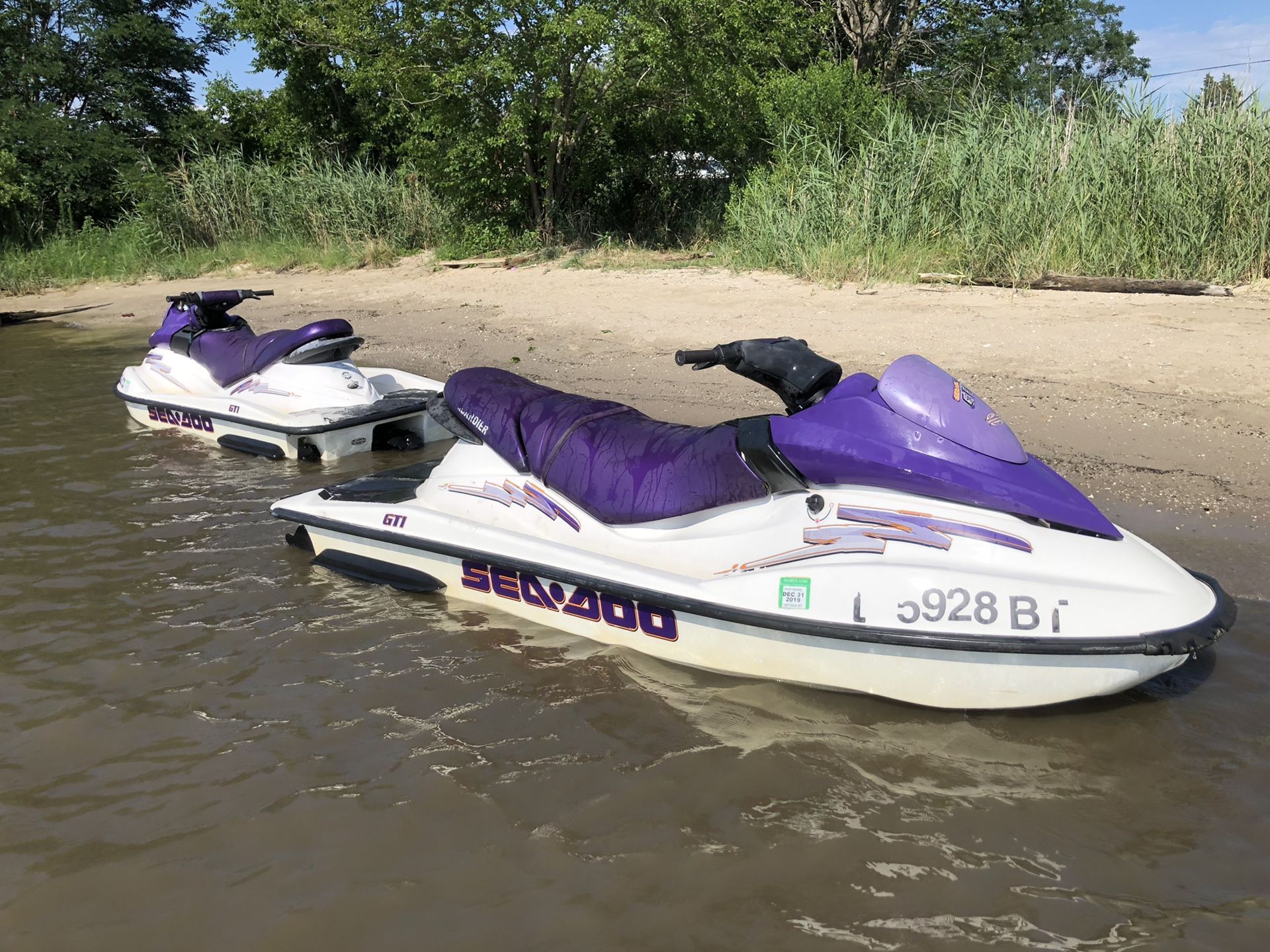 2 Sea-Doo GTI Jet Skis with Load Rite double Trailer SeaDoo jet ski for ...