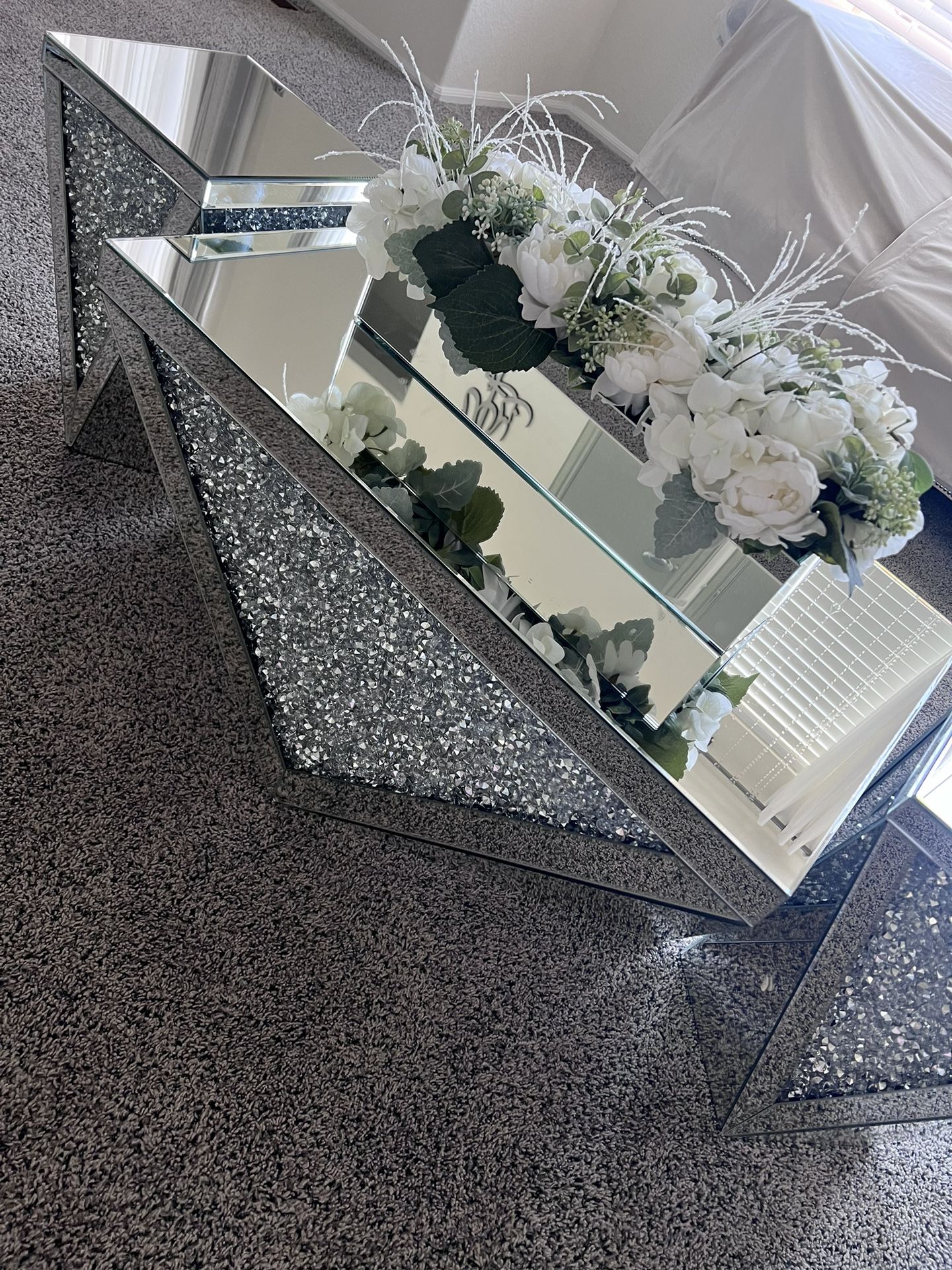 Mirror Coffee Table $500 and 2 Piece Side tables For $250. for Sale in ...