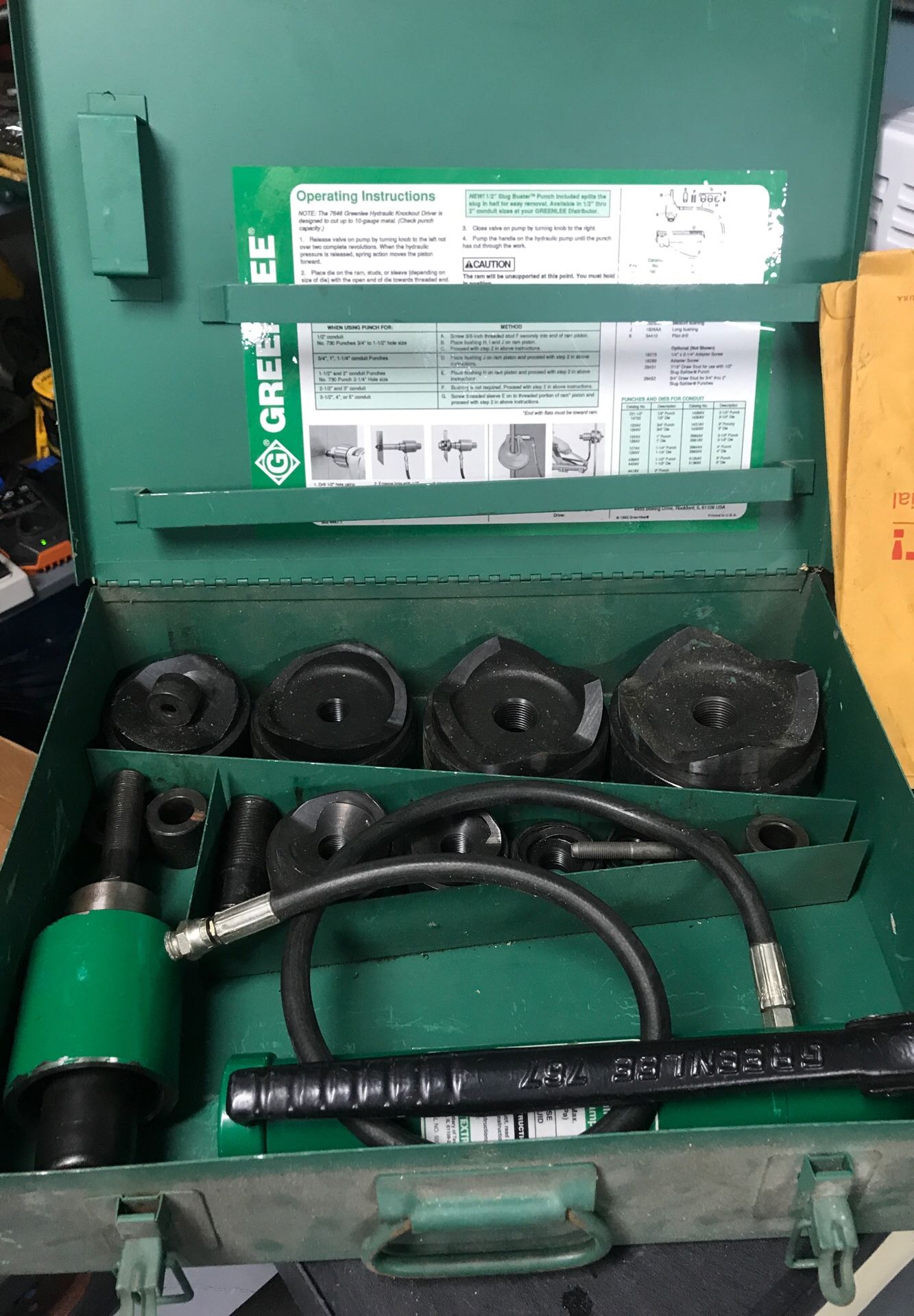 Greenlee half to 4 inch hydraulic knockout set for Sale in Port St ...