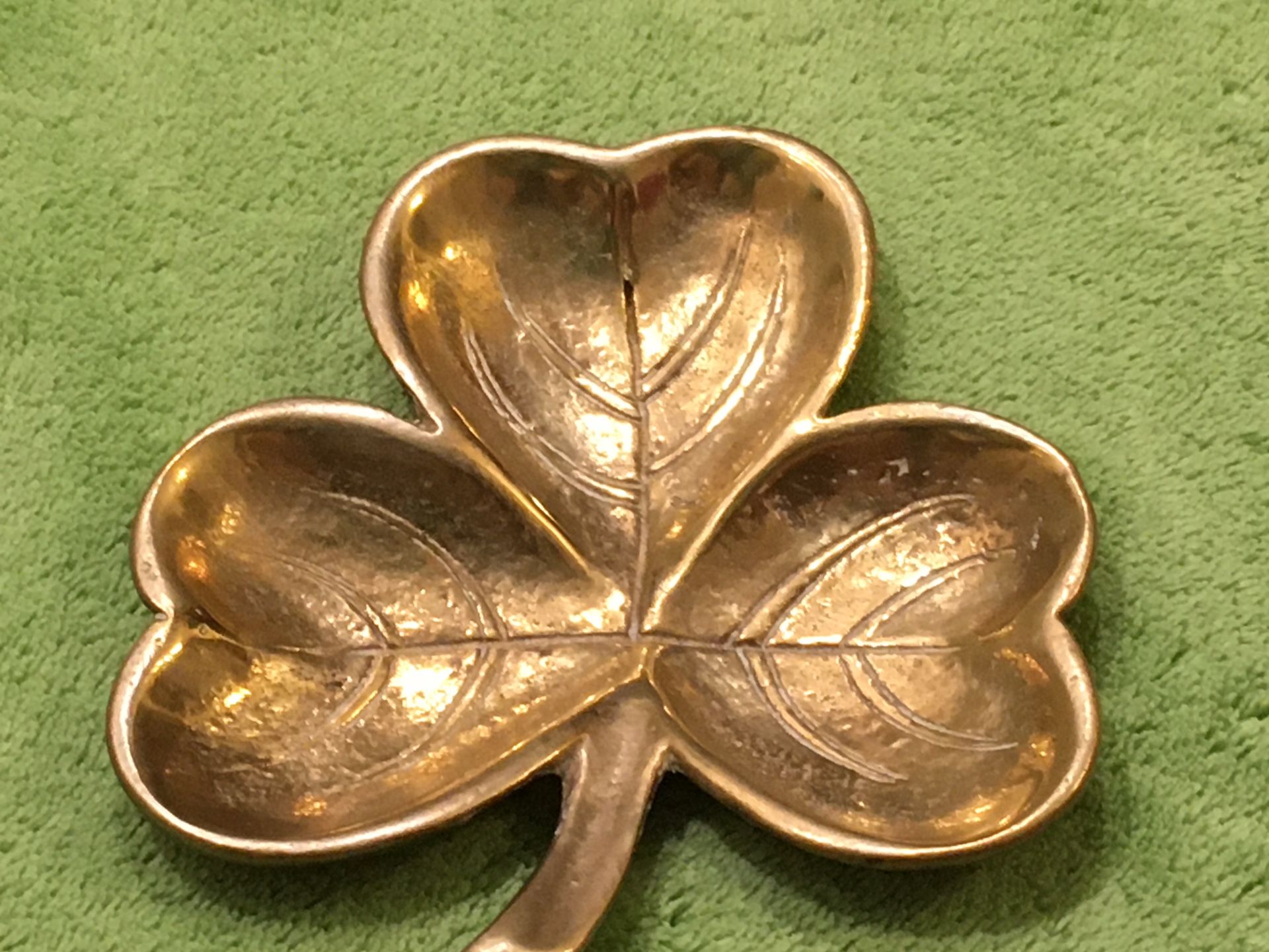 Irish Brass Lucky clover shamrock trinket/ring or ashtray dish for Sale ...