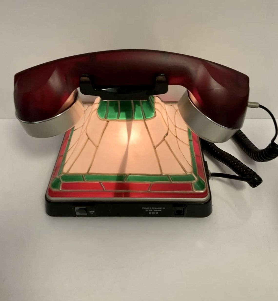 Vintage Coca-Cola Telephone Light Up Stained Glass Look 2001 Land Line ...