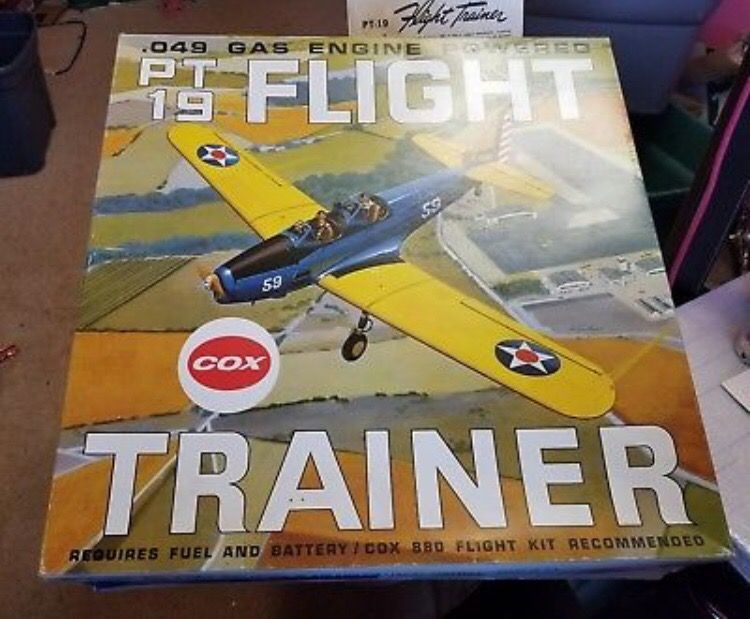 COX VINTAGE PT-19 Control Line FLIGHT TRAINER-.049 GAS ENGINE POWERED ...