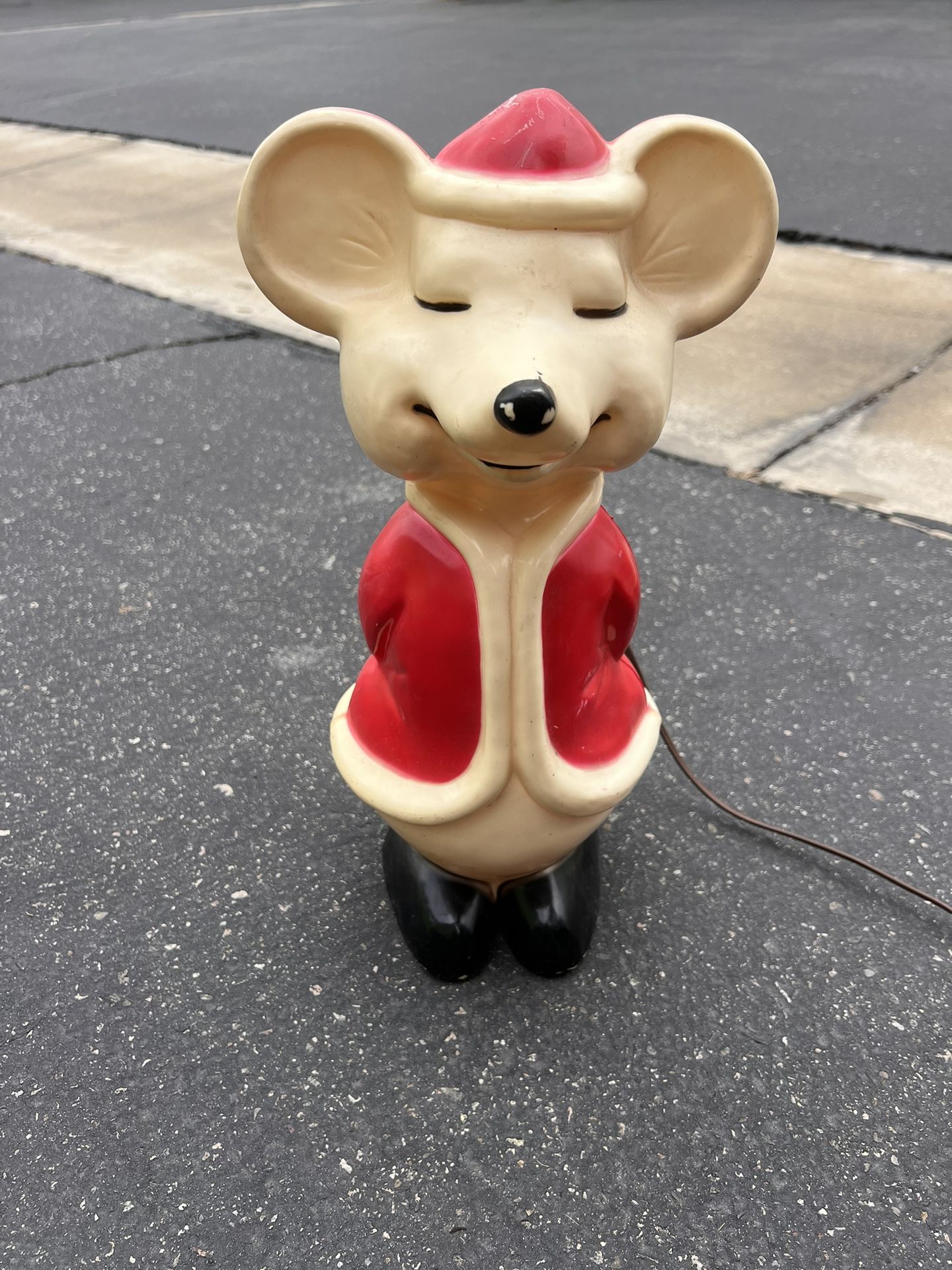 Vintage UNION PRODUCTS LIGHTED SANTA MOUSE HARD PLASTIC Christmas BLOW ...