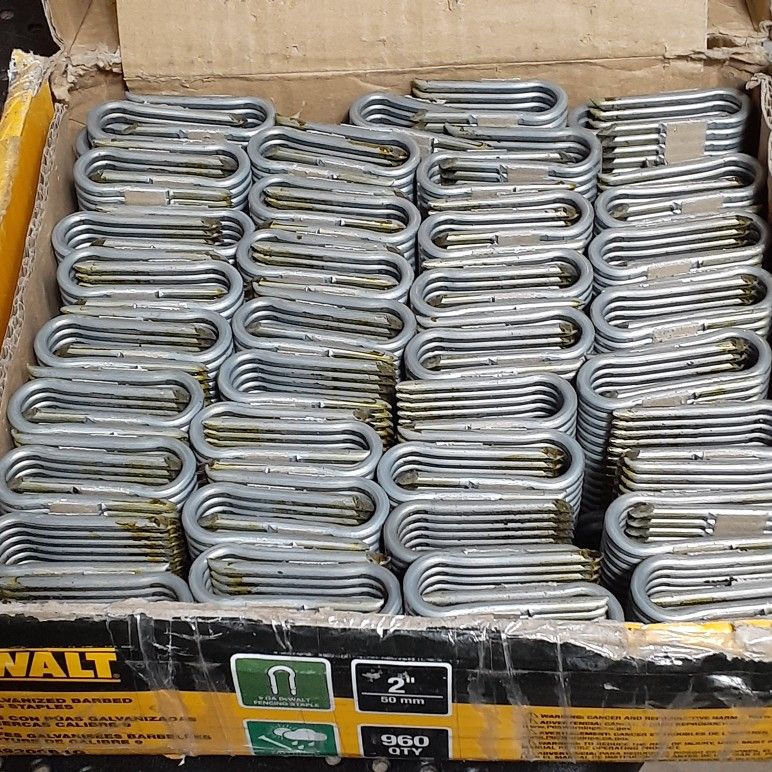 Dewalt 9 Gauge 2" Inch Galvanized Barbed Fencing Staples. (Around 900pc ...