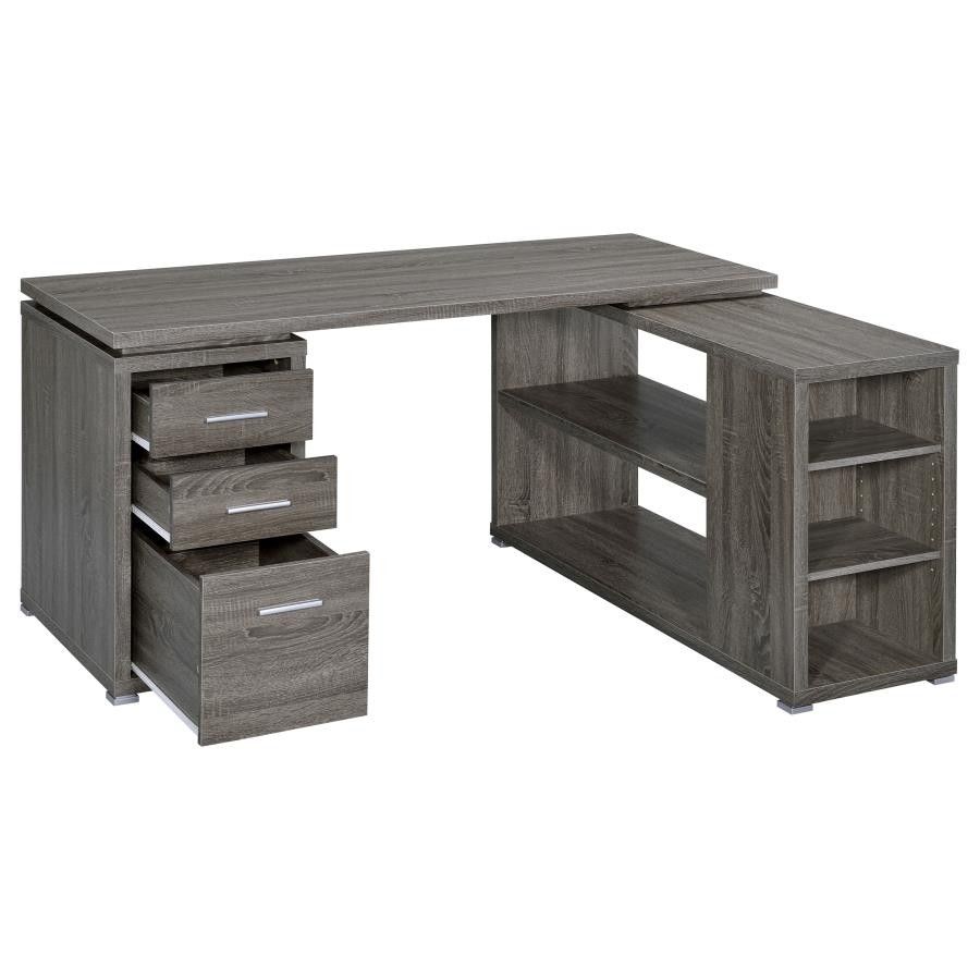 WEATHERED GRAY SILVER HARDWARE L SHAPE DESK FILE CABINET BOOK SHELVING ...