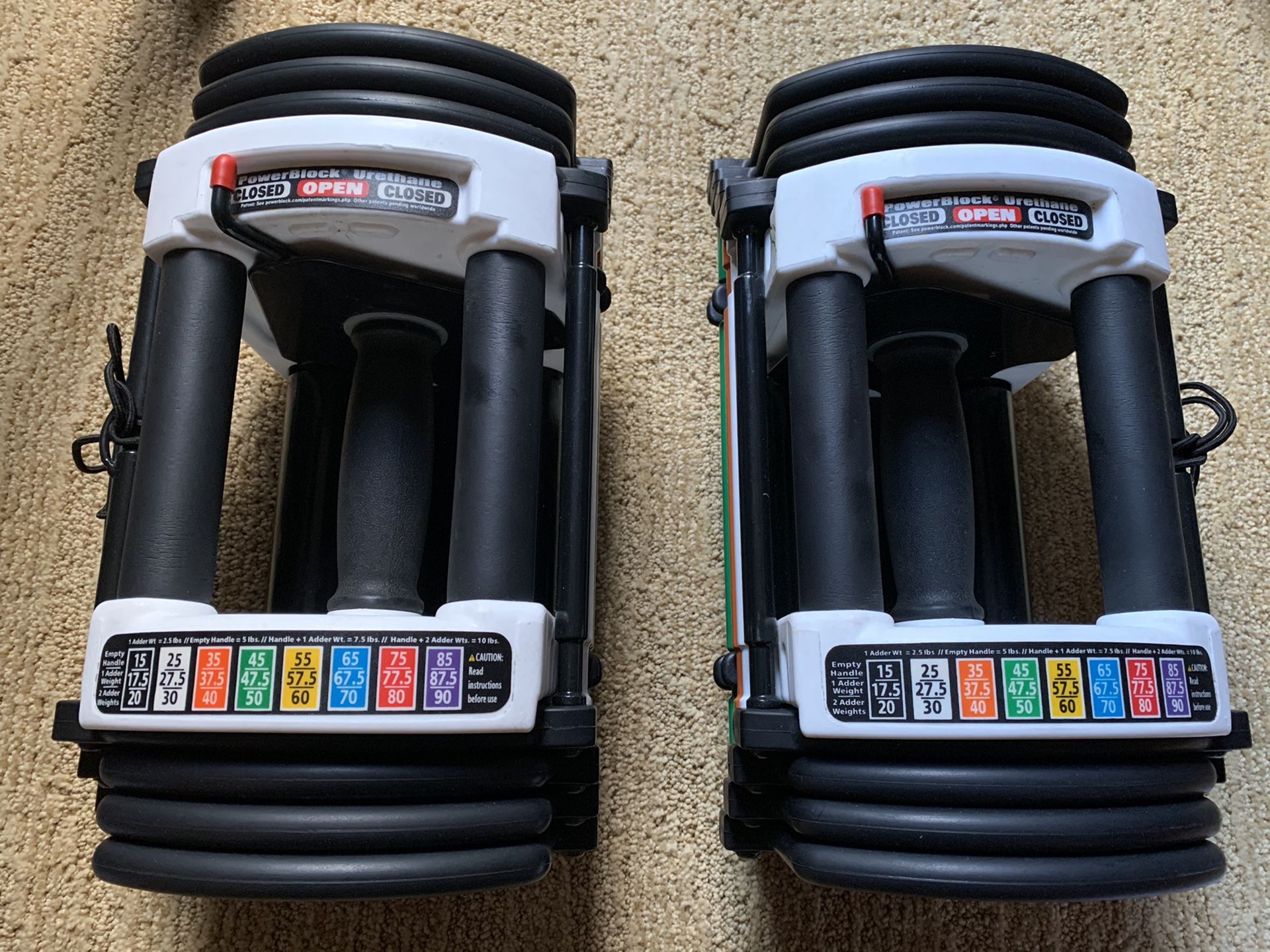 5-50 Lb Powerblock Urethane U90 Adjustable Dumbbell Set In New ...