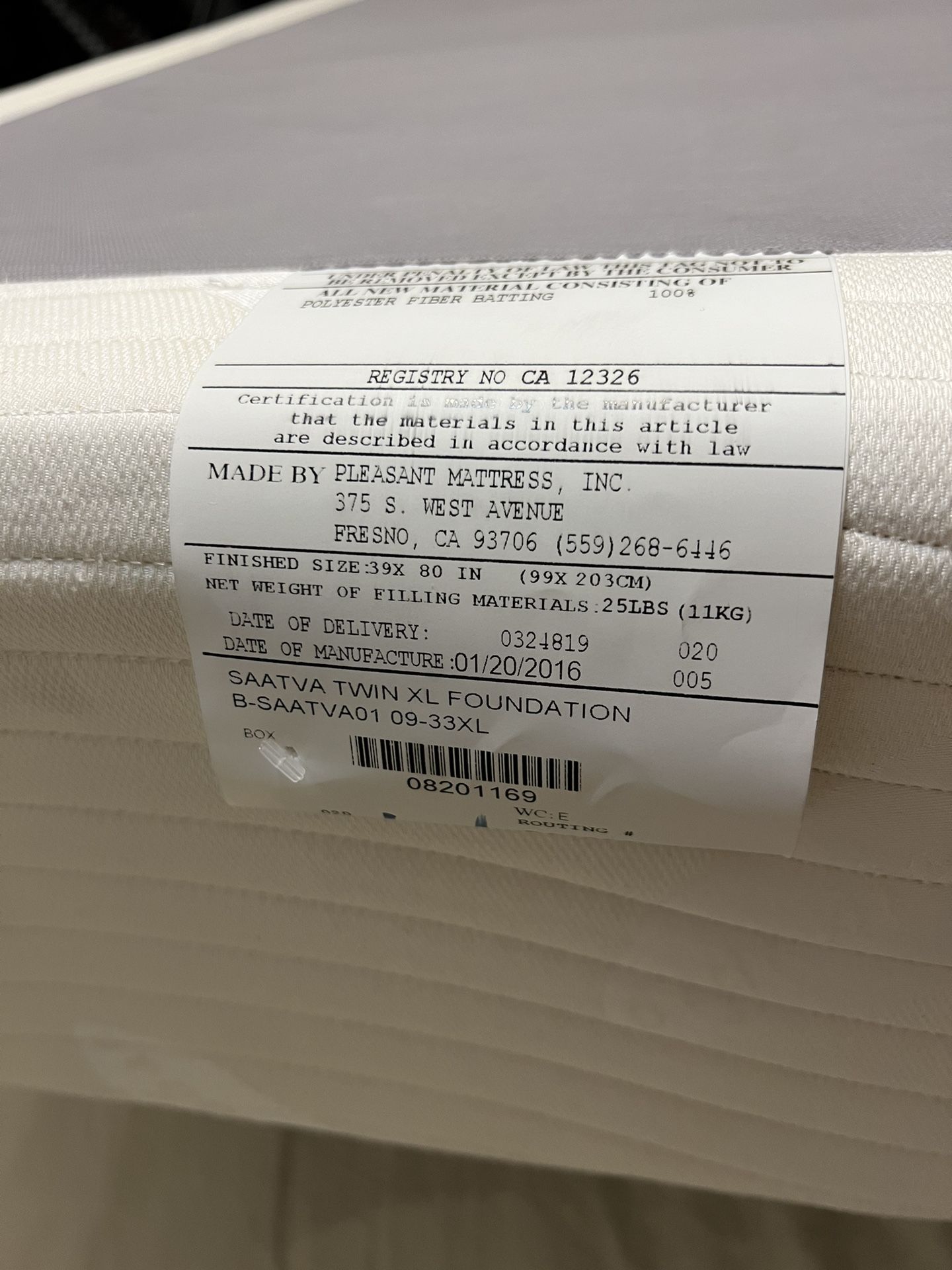 Saatva Organic Cotton Mattress foundation for Sale in Glendale, CA ...