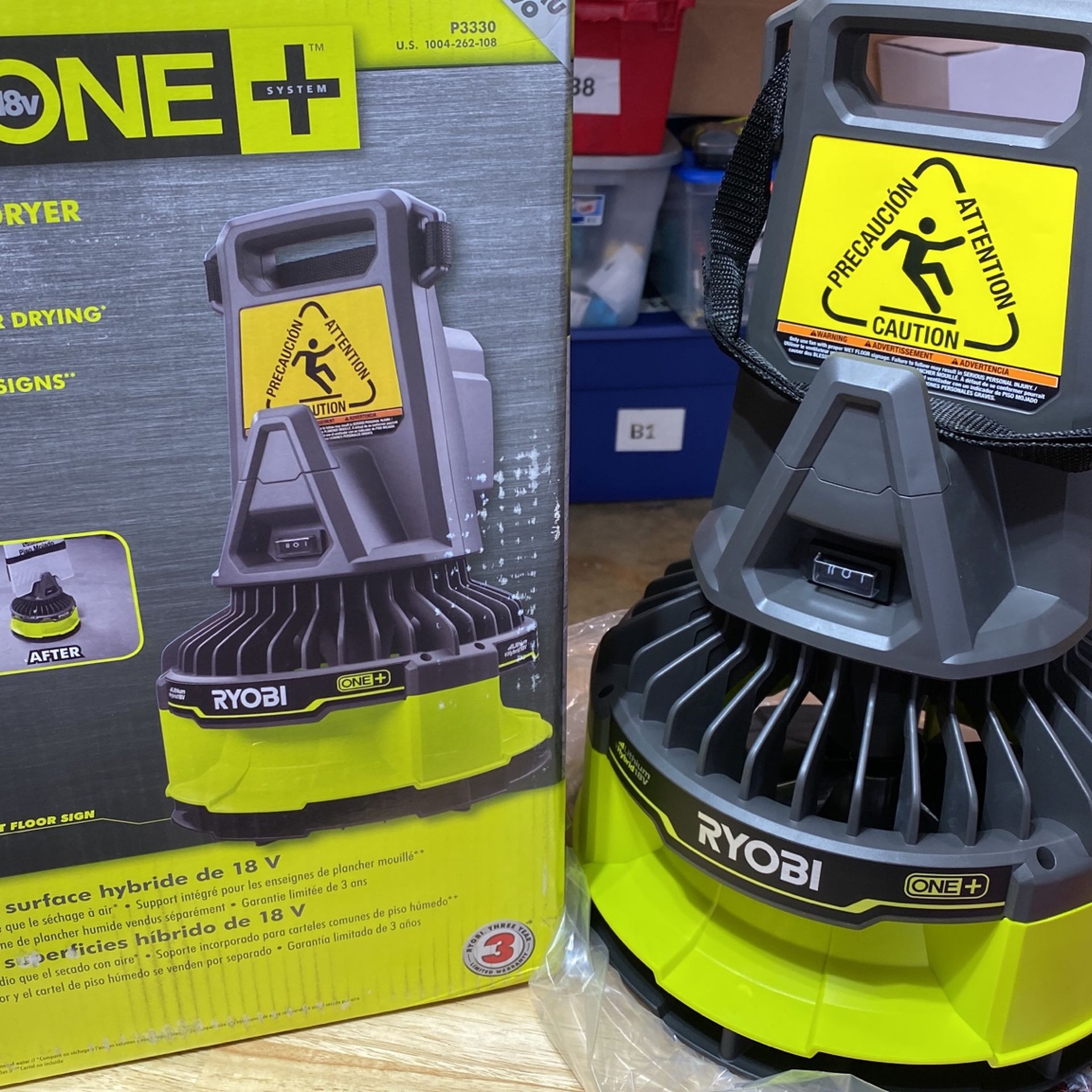 Ryobi P3330 18V One Hybrid Surface Floor Dryer Fan W Sign holder NISB for Sale in Miami FL OfferUp