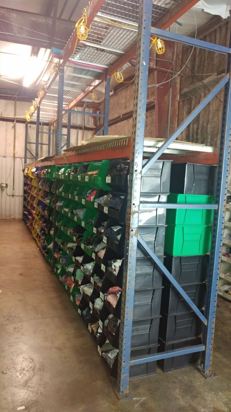 Pallet racks, 12-foot uprights, 10-foot beams and wire deck support for ...