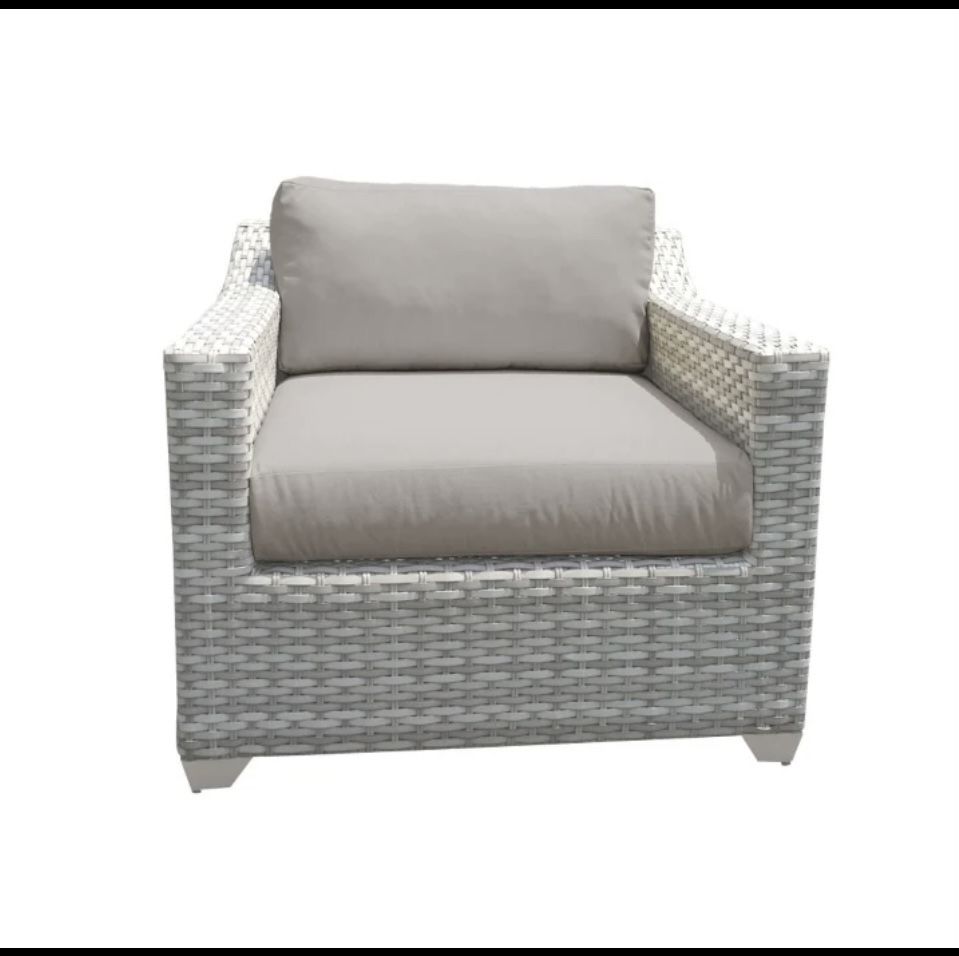 New TK Classics Fairmont Traditional Wicker Patio Club Chair, Beige for ...