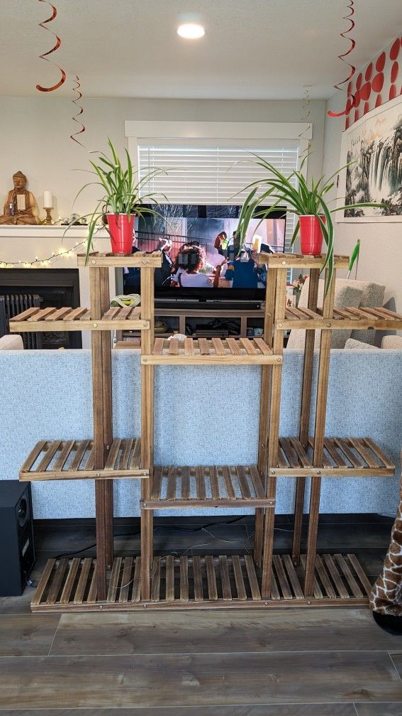 Bamboo (stained color) Shelf / Slats / Plants / Large for Sale in ...
