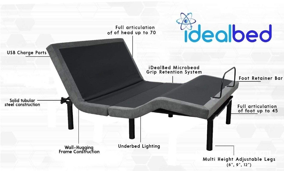 iDealBed 5i Custom Adjustable Bed Base, Wall Hugger, Massage, Zero ...