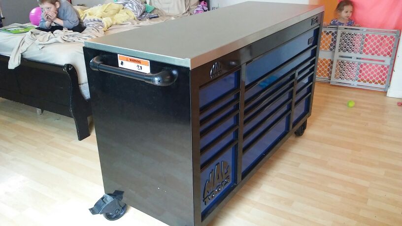 Mac tools chest xw mb1084 mto custom w/ stainless steel work bench top ...
