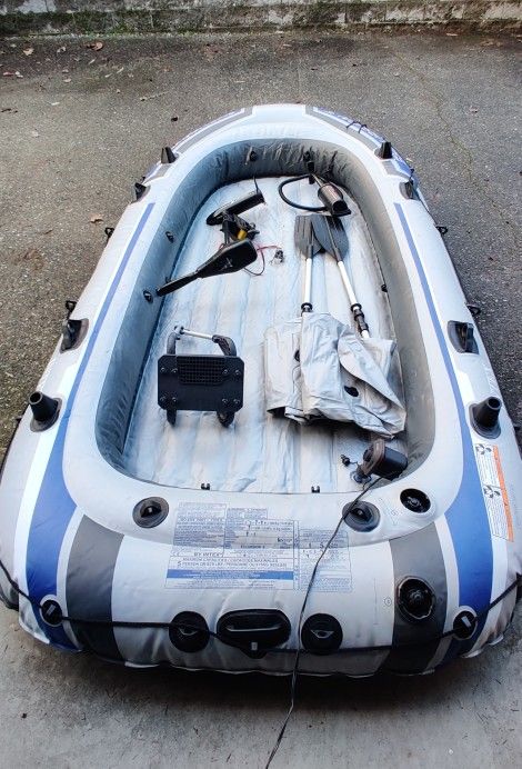 Intex Excursion 5 Inflatable Boat with trolling motor for Sale in ...