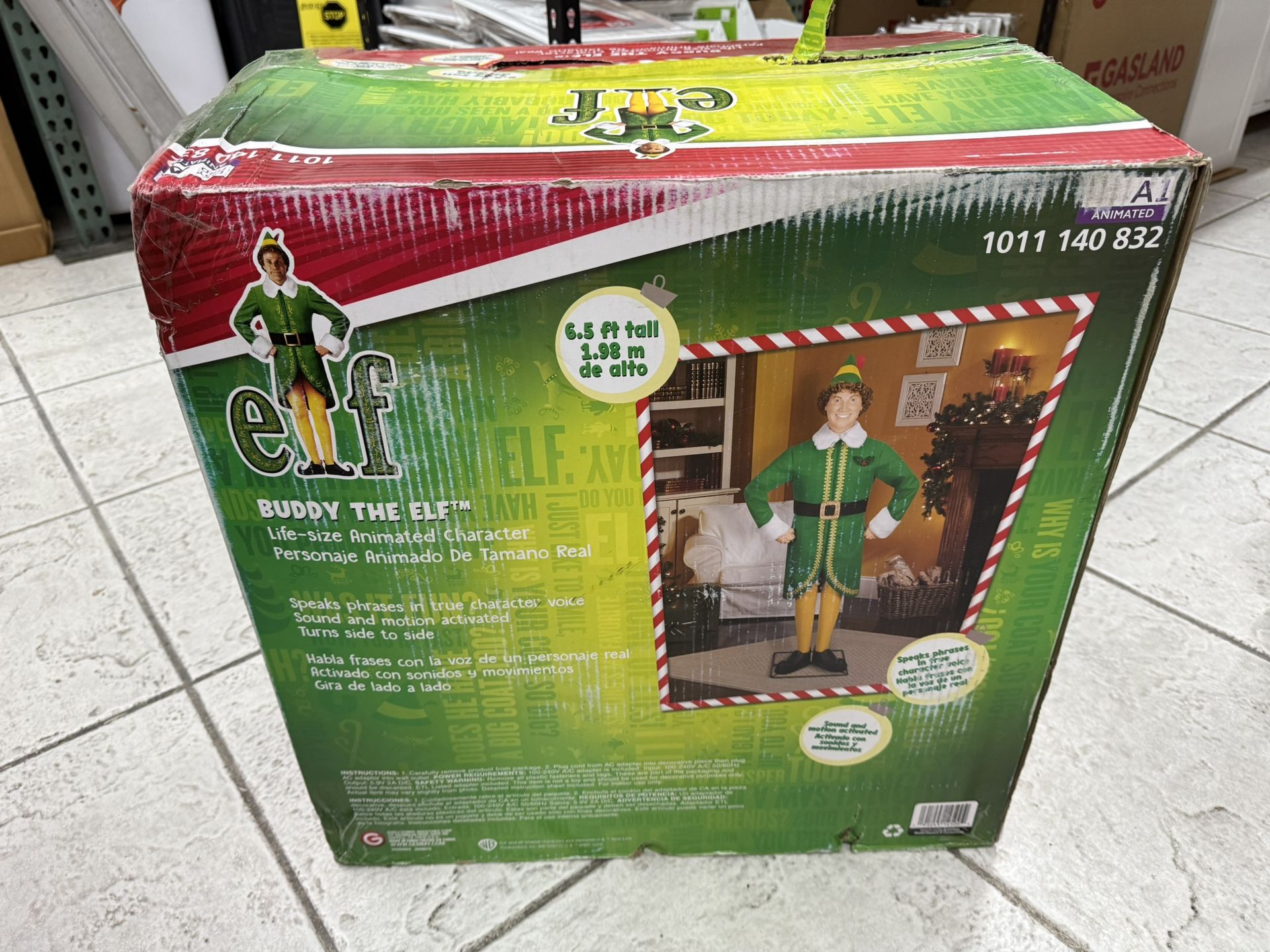 6.5 Ft Animated Buddy the Elf Christmas Animatronic Prop Open Box for ...